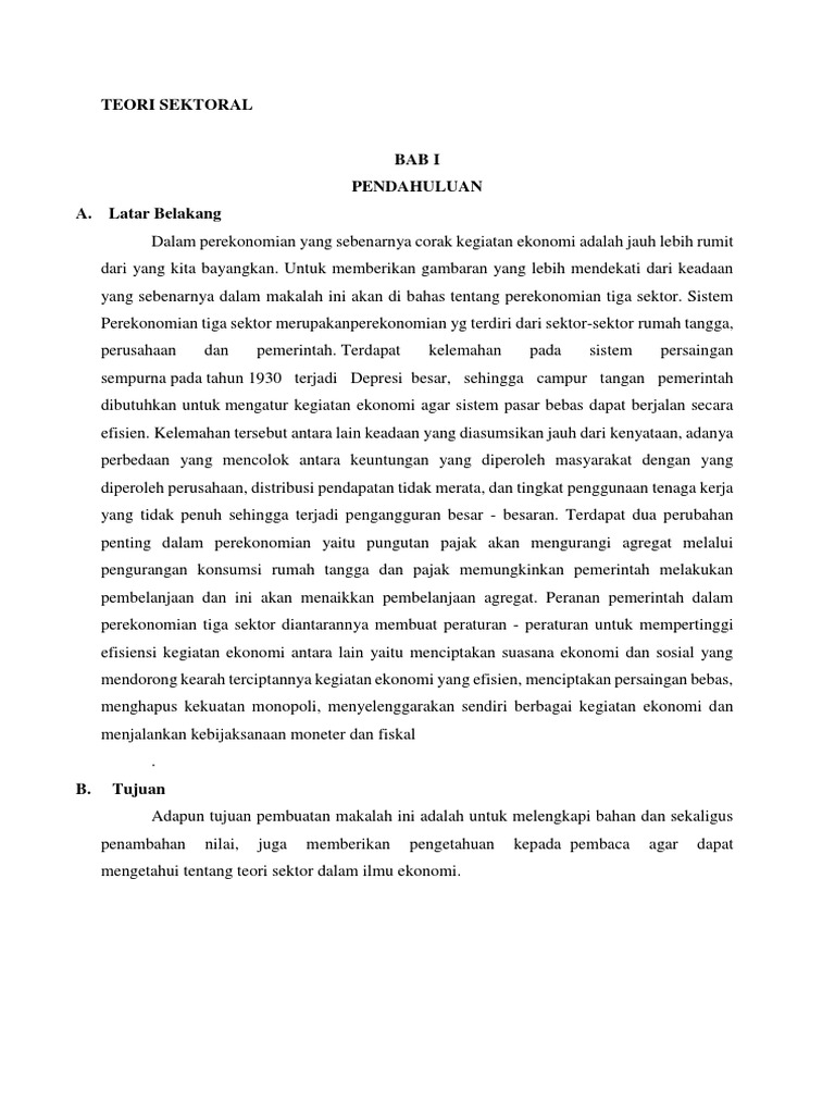Teori Sektoral dalam Ekonomi | PDF
