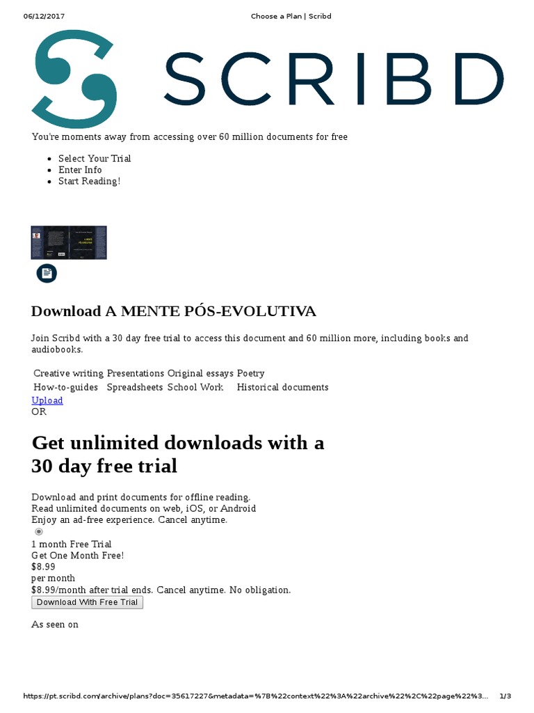 Scribd 30-Day Free Trial Plans | PDF