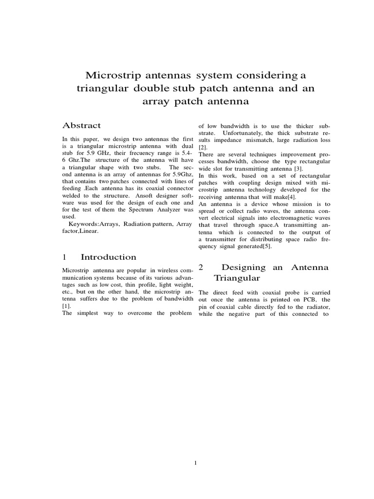 Microstrip Antennas System Considering A Triangular Double Stub Patch ...