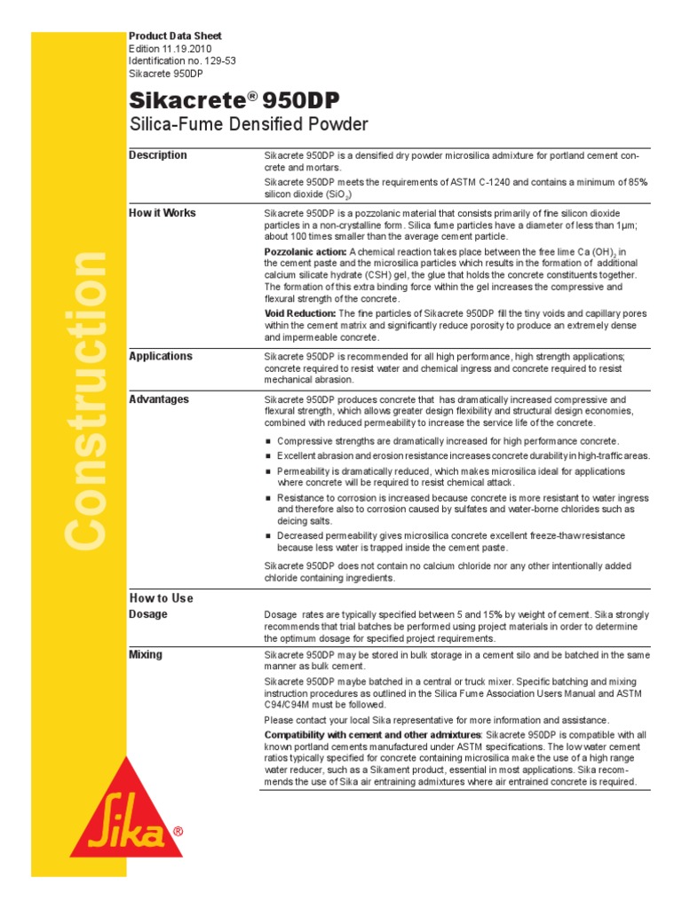Pds CPD Sikacrete 950DP Us | PDF | Concrete | Building Materials