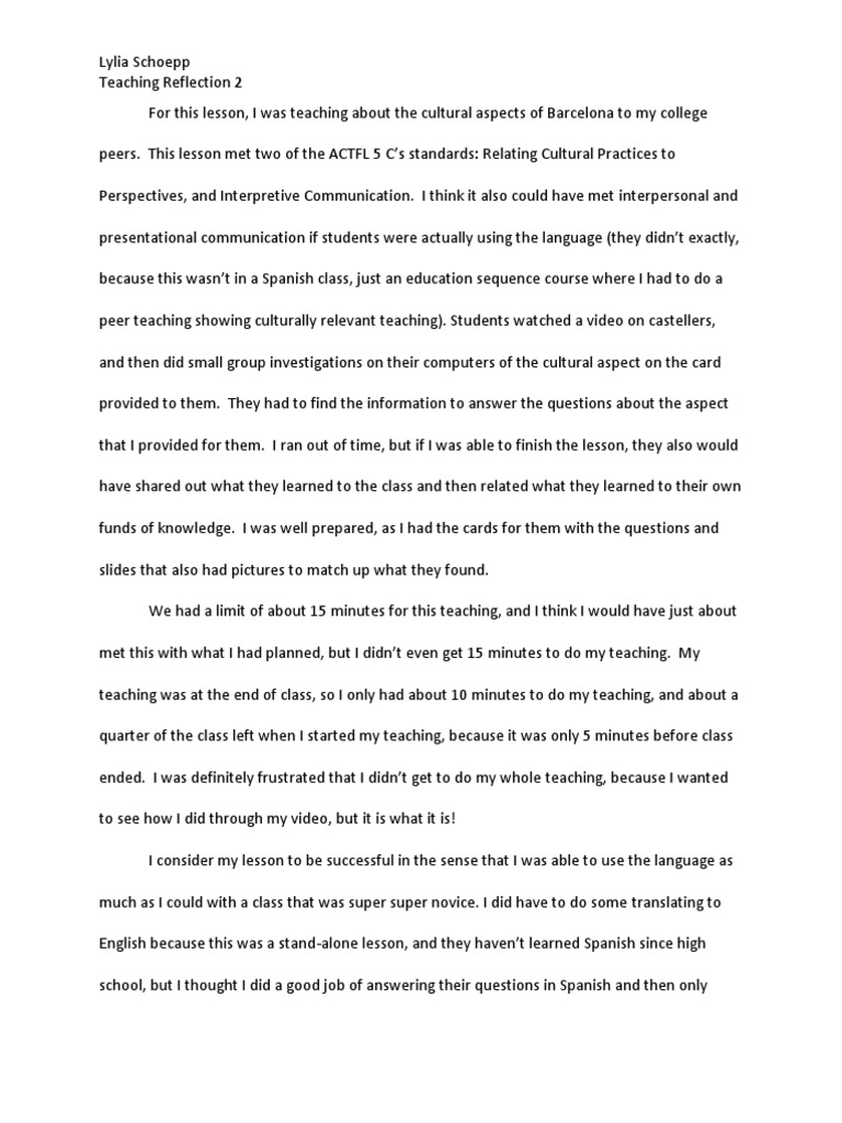 lesson reflection 2 wled | Teachers | English Language