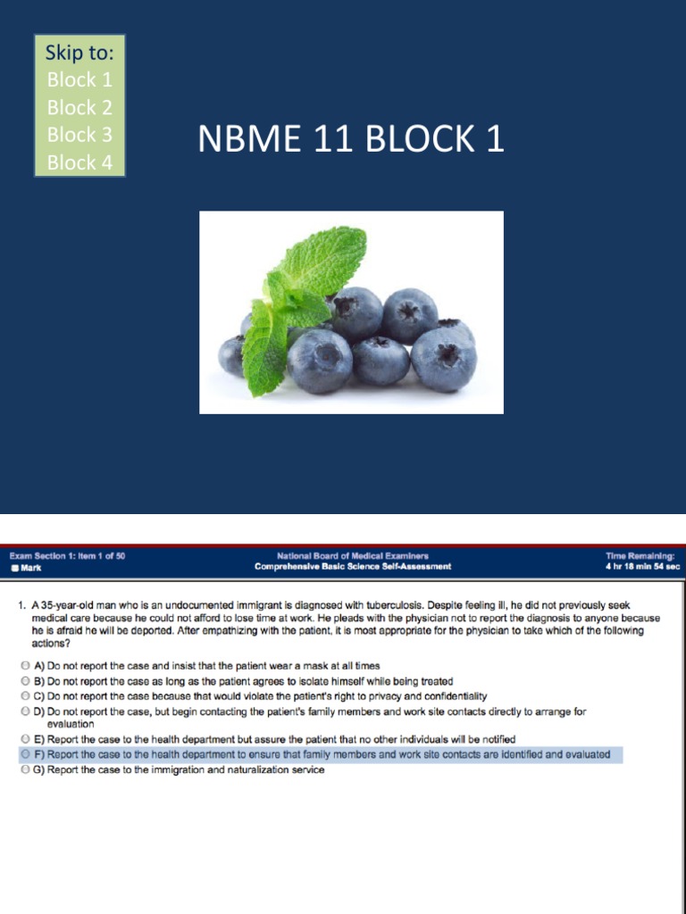 NBME 11 BLOCK 1-4 (With Answers) | PDF | Medical Specialties | Genetics