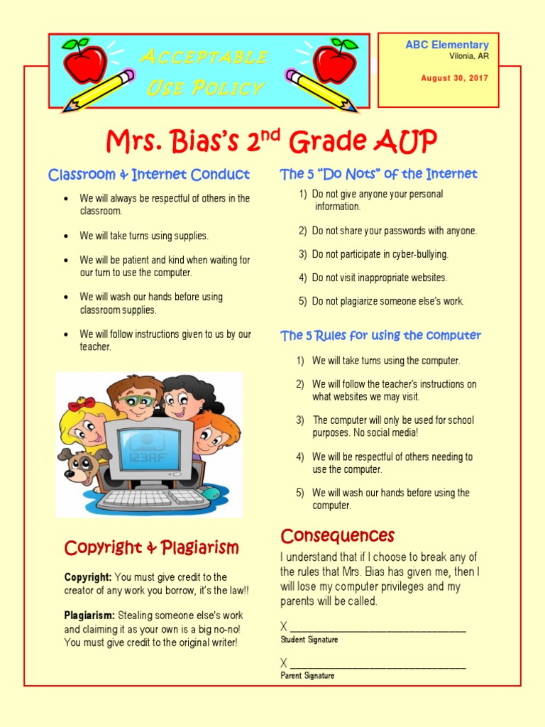 My Classroom Aup | PDF | Plagiarism | Communication