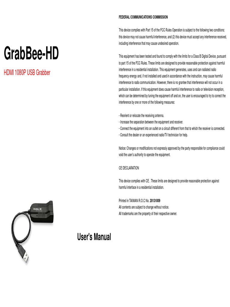 GrabBee HD Manual | PDF | Installation (Computer Programs) | Hdmi