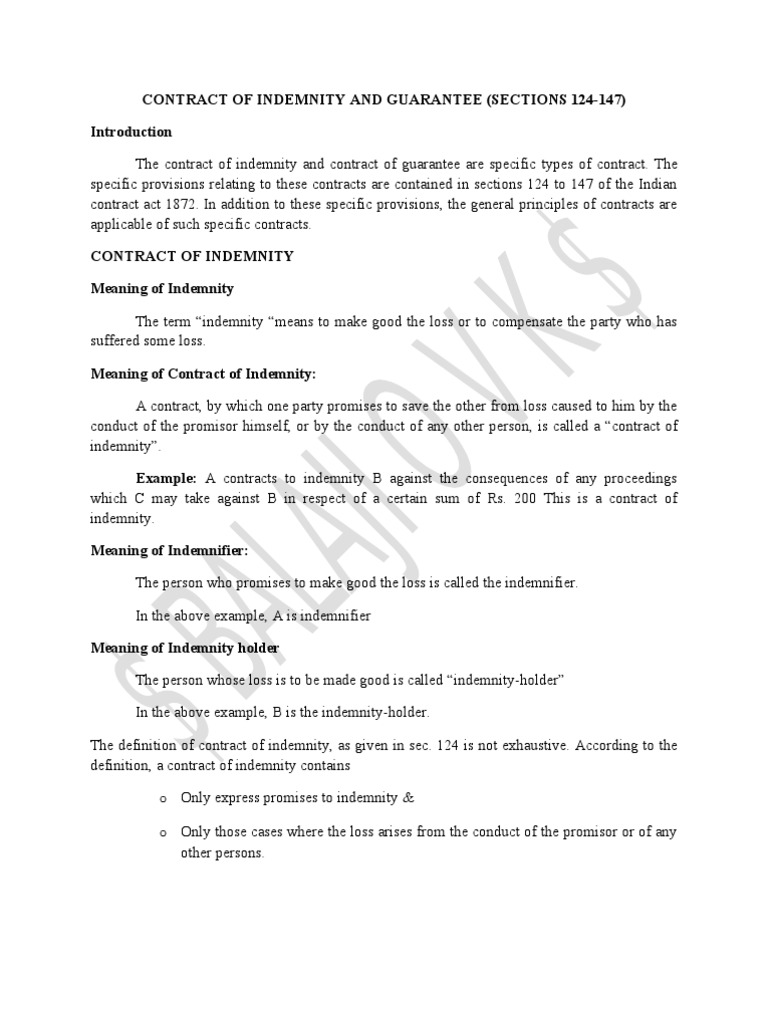 Contract | PDF | Guarantee | Indemnity