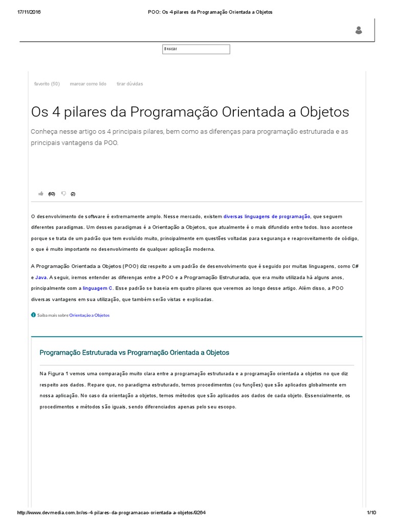 POO - Os 4 Pilares Da Programação Orientada A Objetos | PDF | C ...