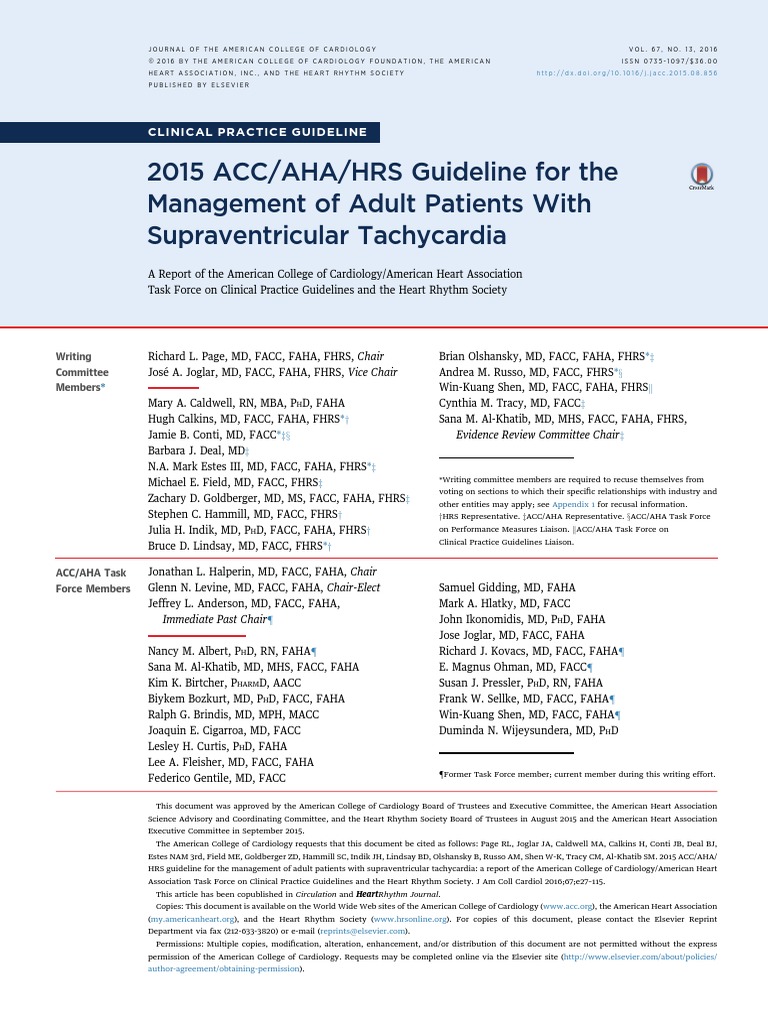 2015 Aha Acc SVT | PDF | Cardiac Electrophysiology | Cardiac Arrhythmia