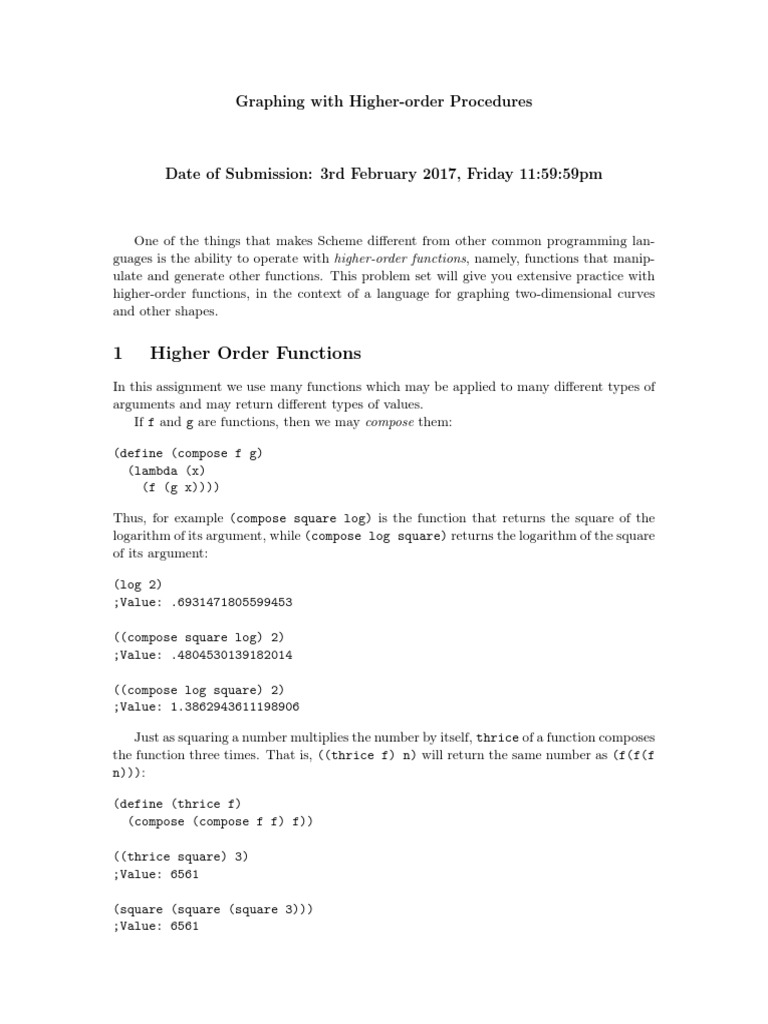 Higher-Order Functions for Graphing | PDF | Function (Mathematics ...