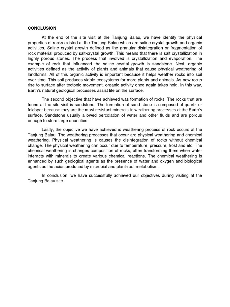 CONCLUSION Site Visit Geology