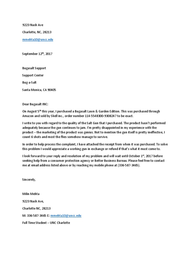 Bug-a-Salt Product Complaint by Mehta | PDF
