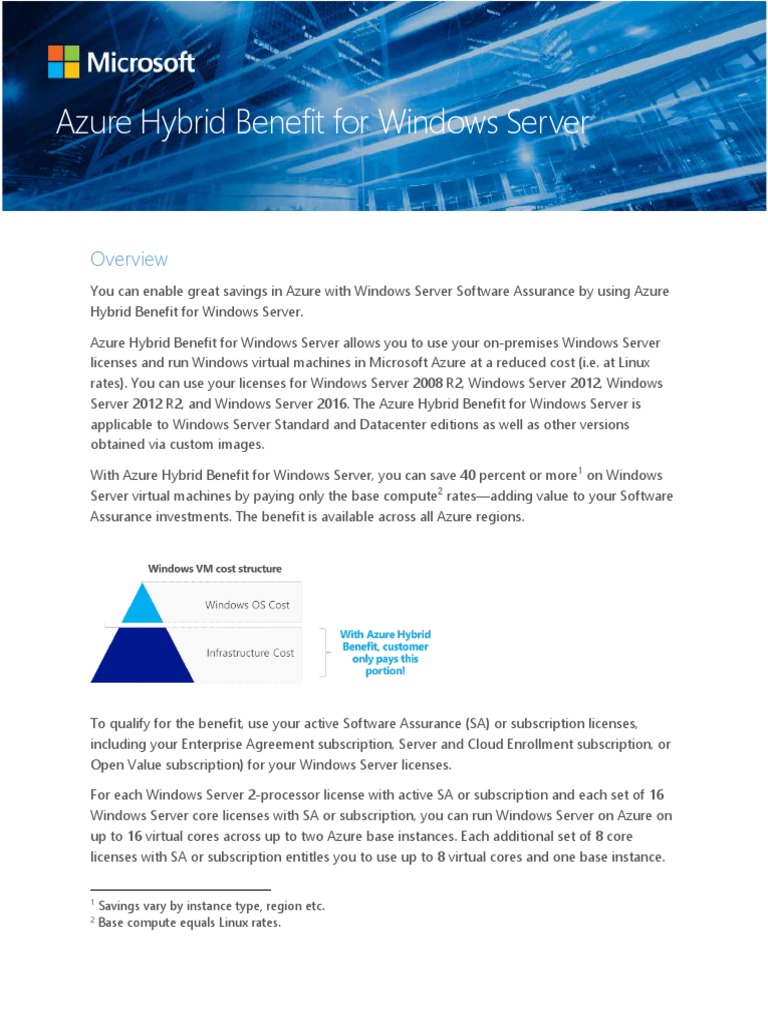 Azure Hybrid Benefit For Windows Server en US | PDF | Microsoft Azure ...