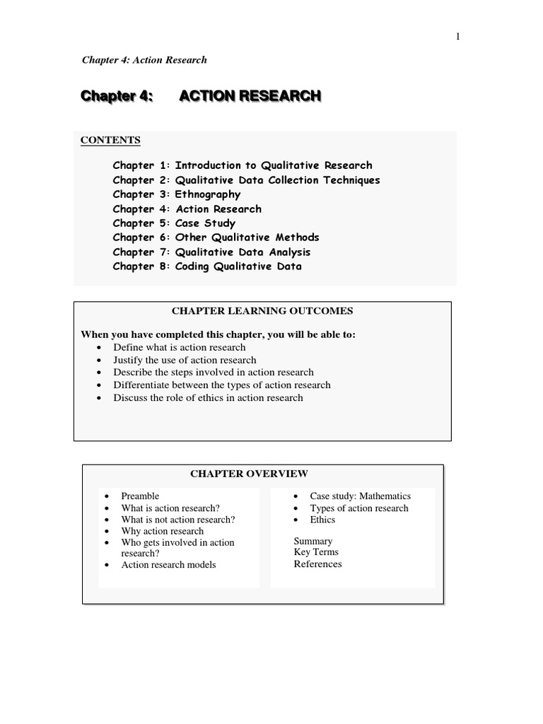 Chapter4 ActionResearch | PDF | Action Research | Qualitative Research