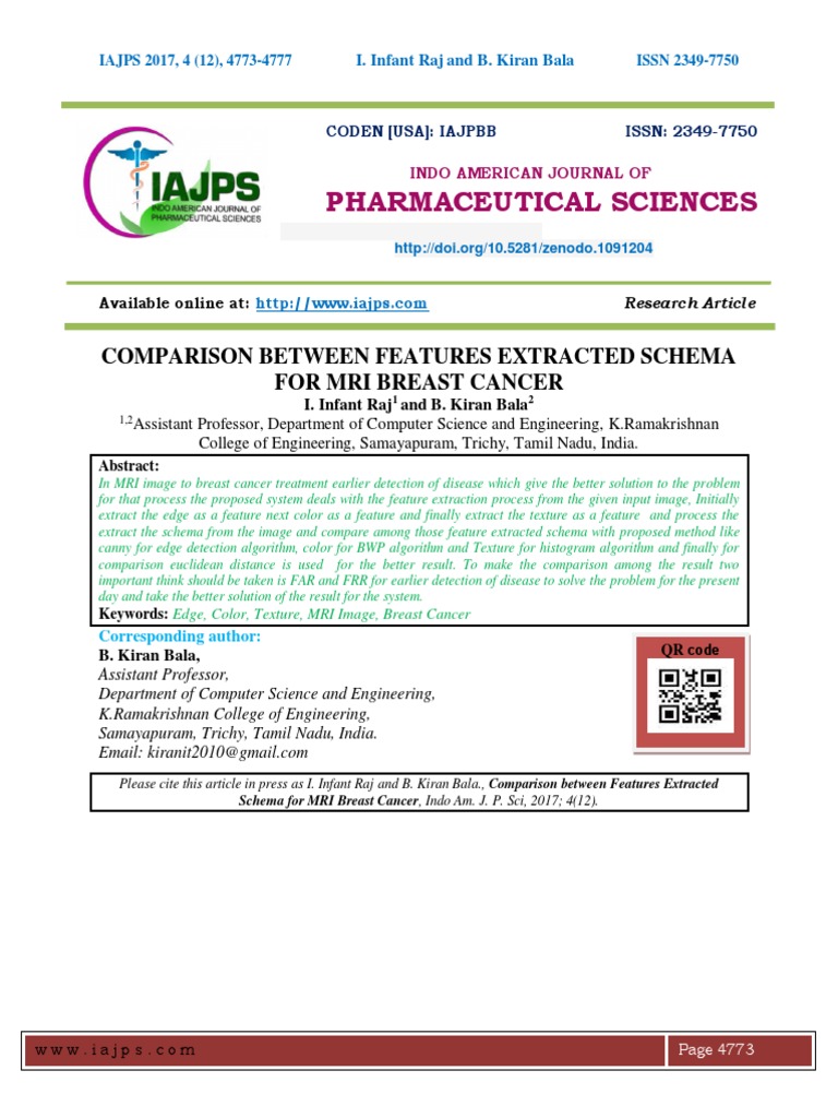 MRI Feature Extraction for Breast Cancer | PDF | Magnetic Resonance ...