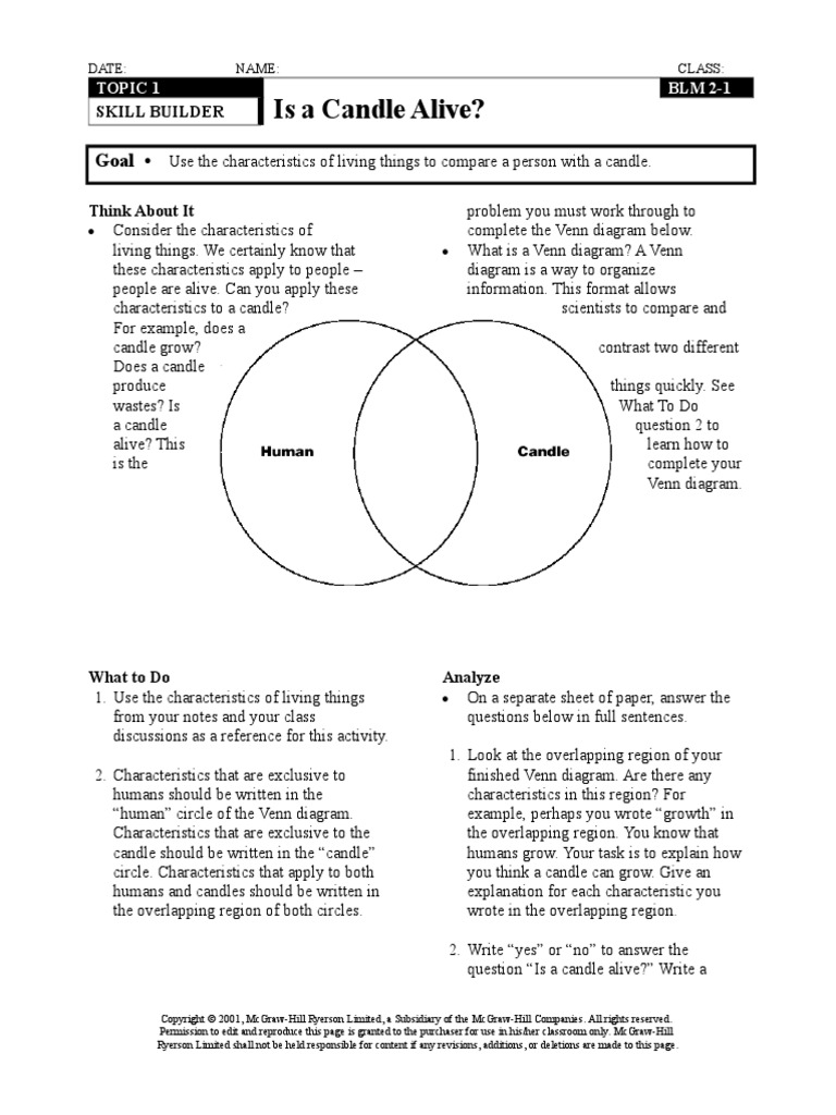 Review of Characteristics of Living Things - Topic 1 | PDF | Copyright ...