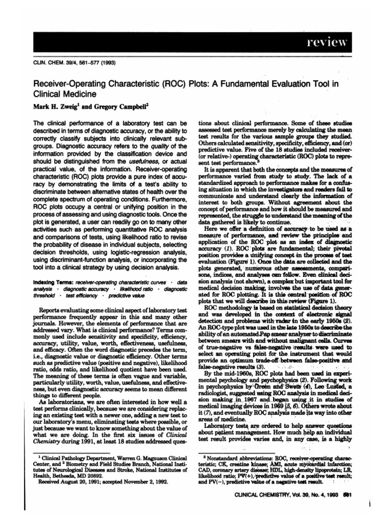 Roc PDF | PDF | Receiver Operating Characteristic | Sensitivity And Specificity