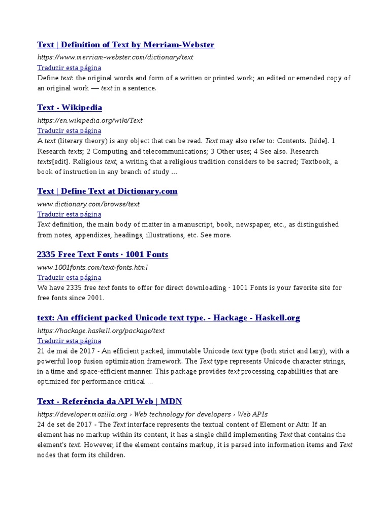 Text - Definition of Text by Merriam-Webster: Traduzir Esta Página ...