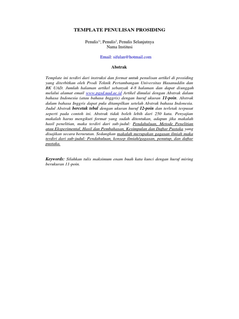 Contoh Template Prosiding | PDF