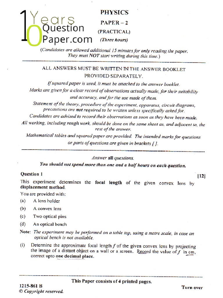 ISC 2015 Physics Practical Class 12 | PDF