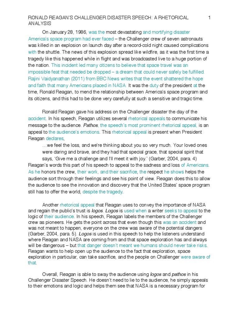 Rhetorical Analysis Revision 2010 | PDF | Space Shuttle Challenger ...