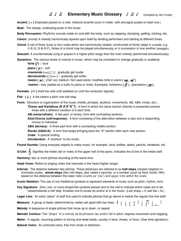 Glossary - Elementary Music | Download Free PDF | Tempo | Rhythm