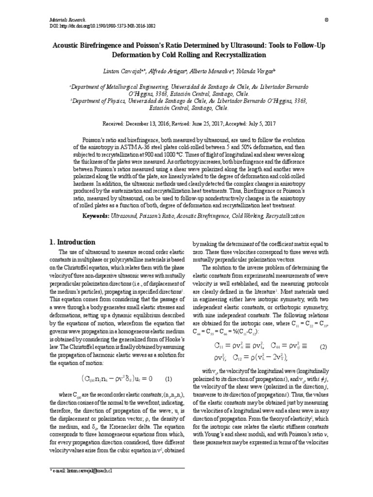 Acoustic Birefringence and Poisson's Ratio Determined by Ultrasound ...