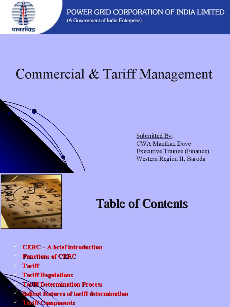 Commercial & Tariff Management: Submitted By: CWA Manthan Dave ...