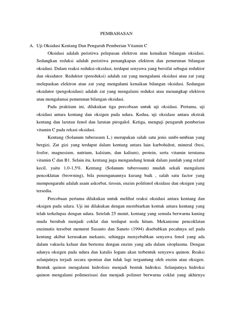 PEMBAHASAN. Uji Oksidasi | PDF