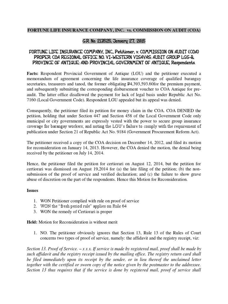 Fortune Life Insurance Co Inc V COA G R No 213525 | PDF | Registered ...