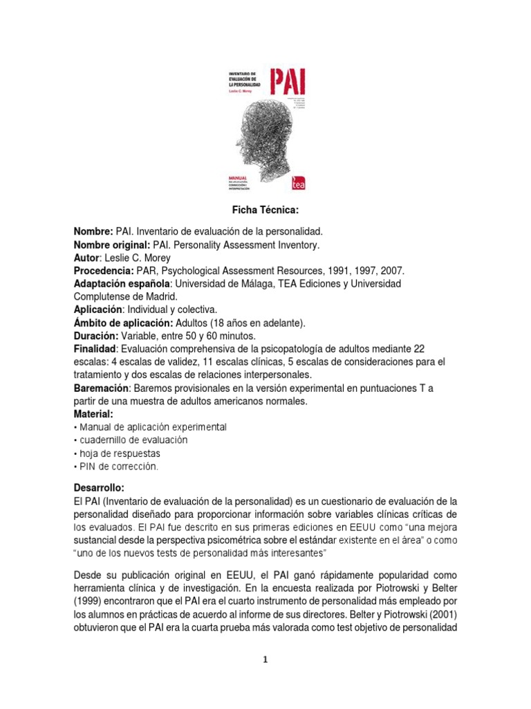 PAI - Guia de Interpretacio | PDF | Ansiedad | Depresión (estado de ánimo)