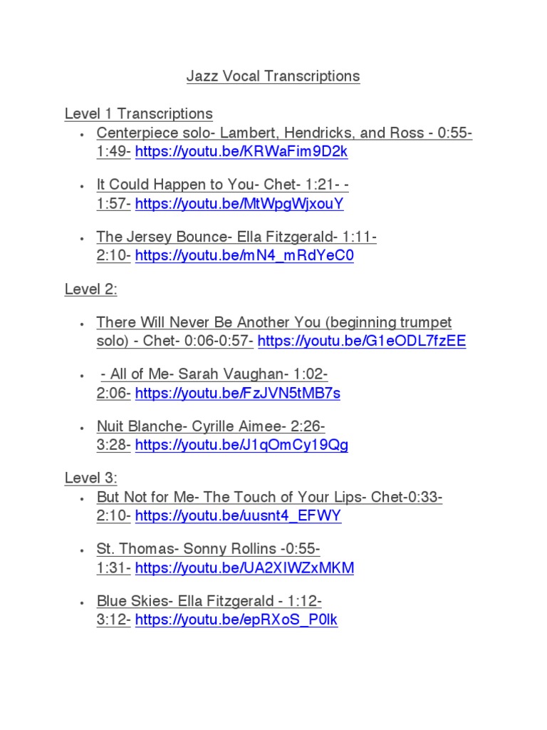 Jazz Vocal Transcriptions Collection | PDF