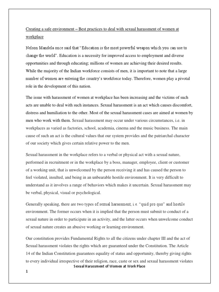 Sexual Harrassment Essay | PDF | Sexual Harassment | Harassment