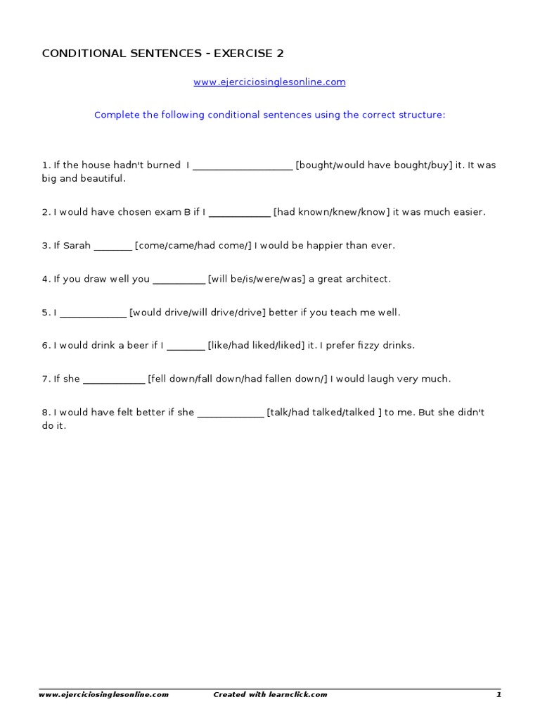 Conditional Sentences Exercise 2 | PDF | Self-Improvement