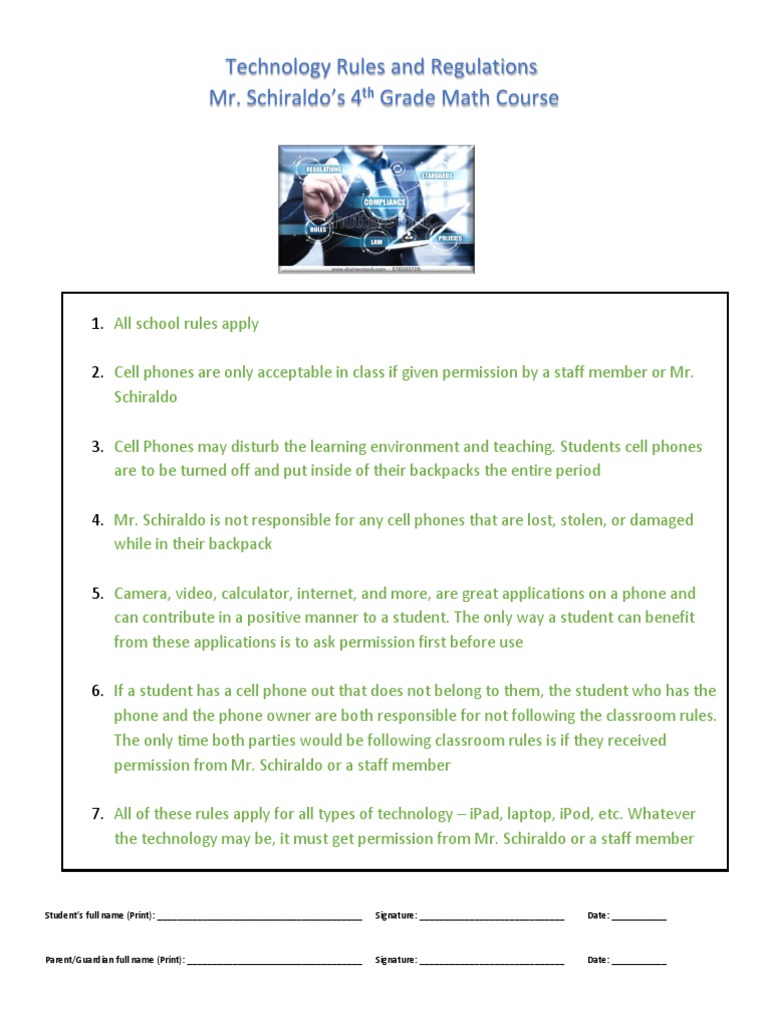 Classroom Tech Rules 1 | PDF