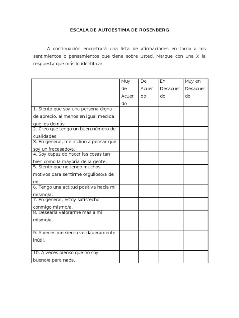 Escala de Autoestima de Rosenberg