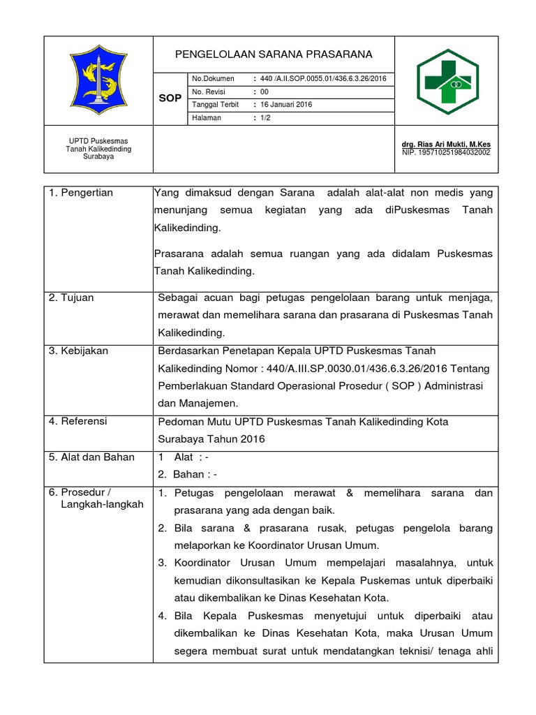 55 SOP Pengelolaan Sarana Dan Prasarana | PDF