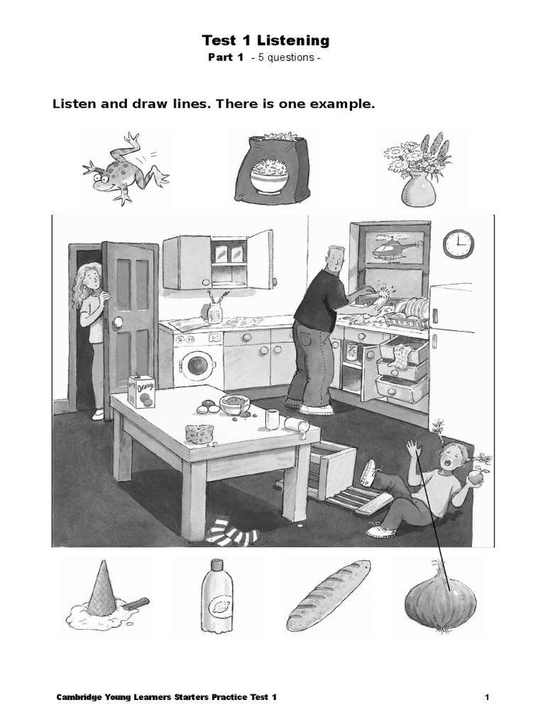 Test 1 Listening: Listen and Draw Lines. There Is One Example | PDF