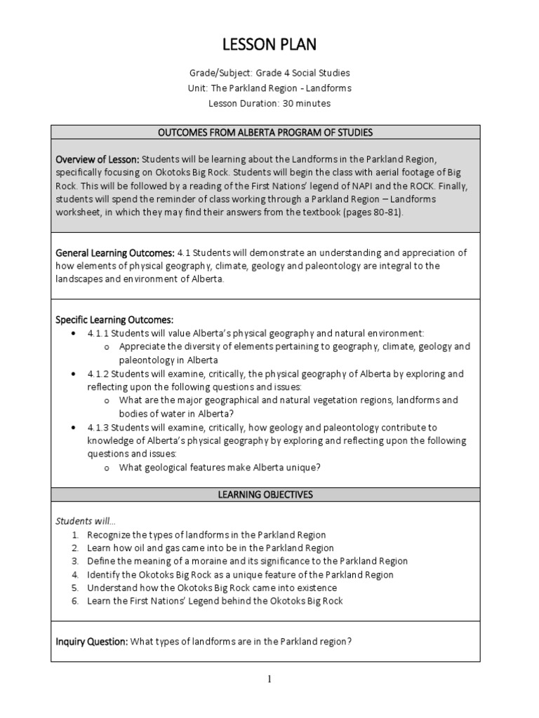 Parkland Region - Landforms | PDF | Geography | Educational Assessment