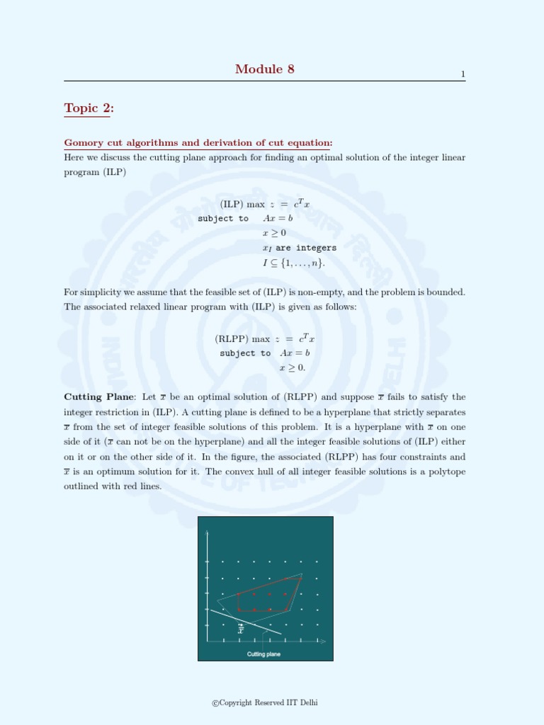 NPTEL Gomory Cut Algorithm Course Linear Programming Problems | PDF ... NPTEL Gomory Cut Algorithm Course Linear Programming Problems | PDF ...