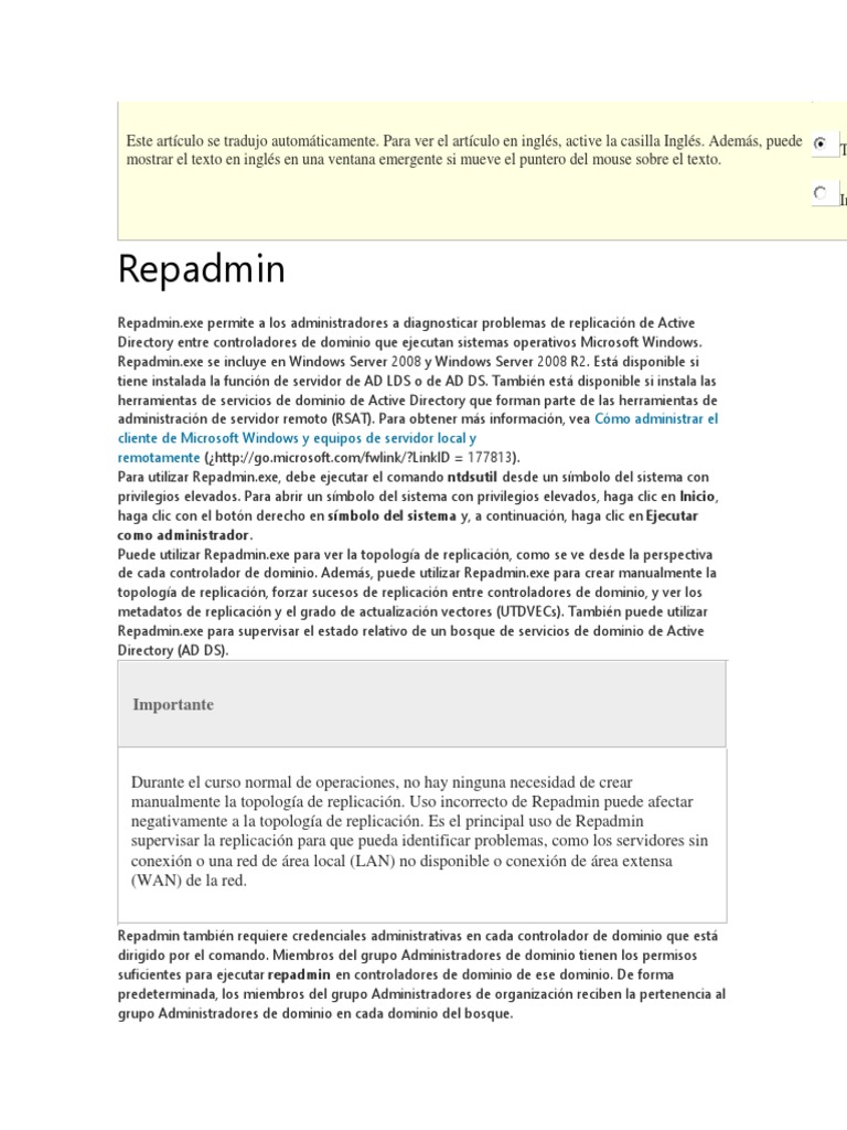 Comando Repadmin | PDF | Directorio Activo | Point and Click
