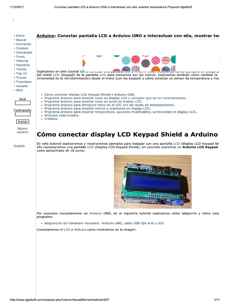 Conectar Pantalla LCD A Arduino UNO e I PDF | PDF | Leisure
