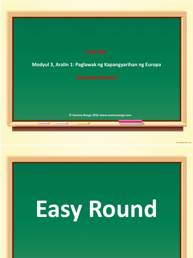 Quiz Bee - A.P. 8 - Modyul 3, Aralin 2 | PDF