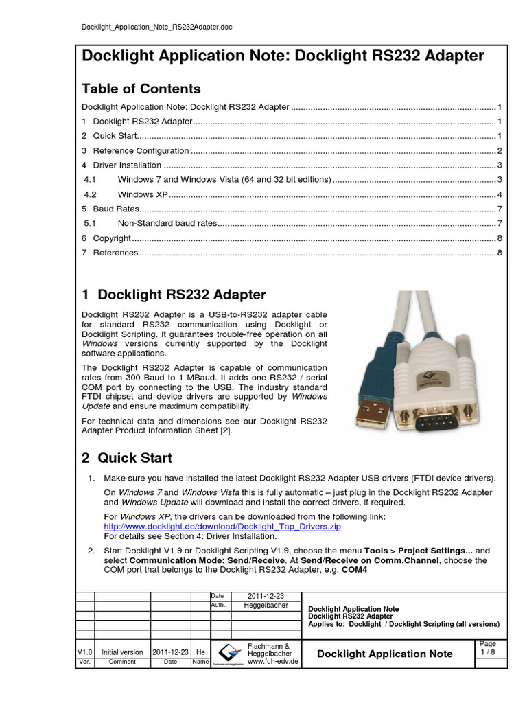 Docklight Application Note Rs232 Adapter Pdf Microsoft Windows Device Driver