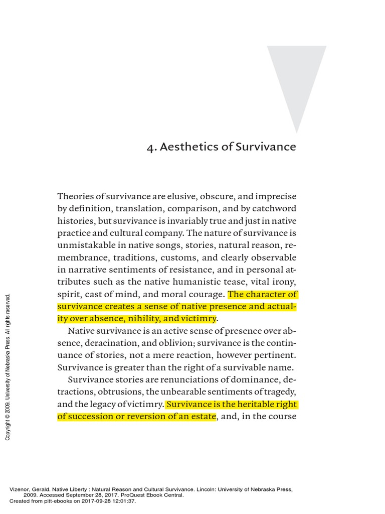 Vizenor - Aesthetics of Survivance | PDF | Metaphor | Witness