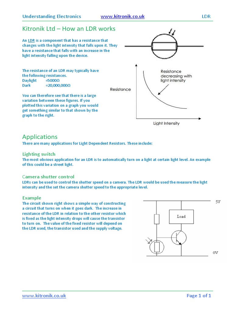 Kitronik Ltd – How an LDR works