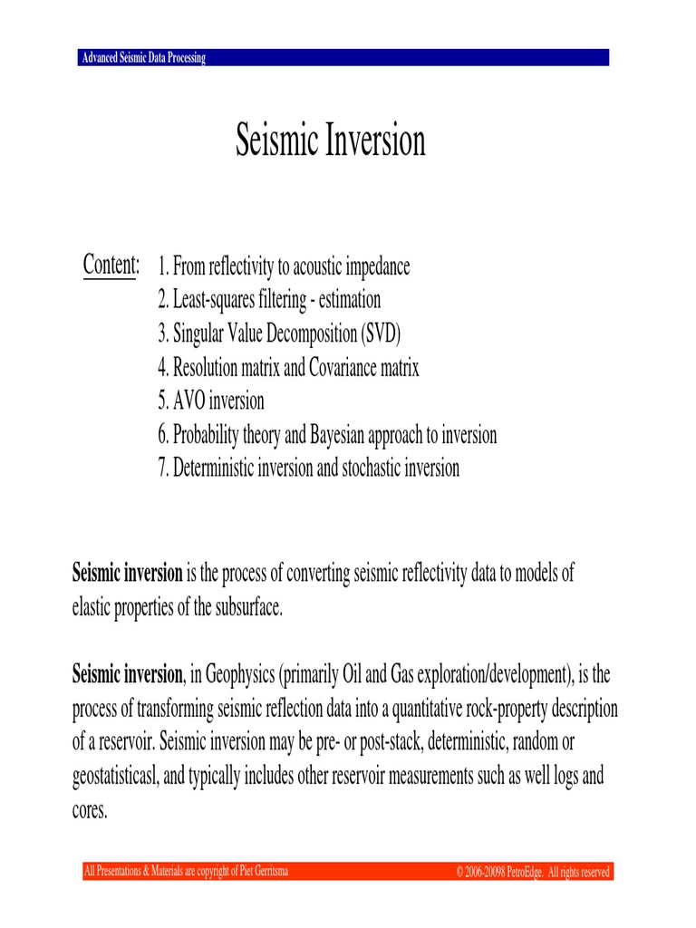 12 Seismic Inversion | PDF | Reflection Seismology | Spectral Density
