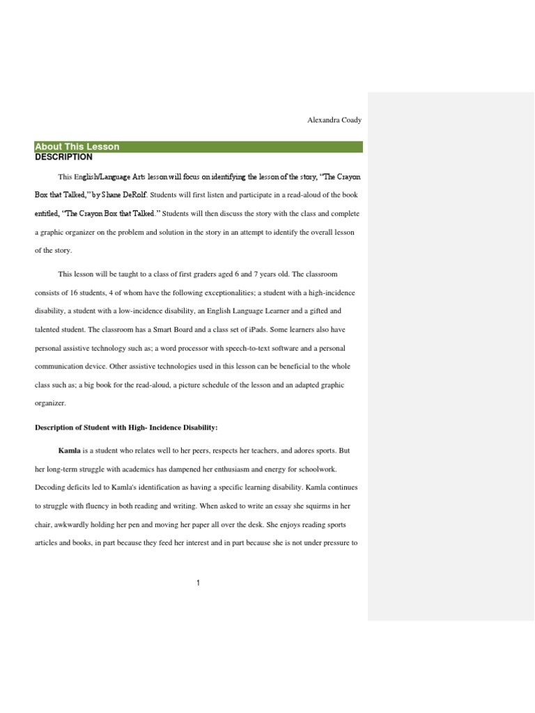 Allyc LP | PDF | Lesson Plan | Special Education