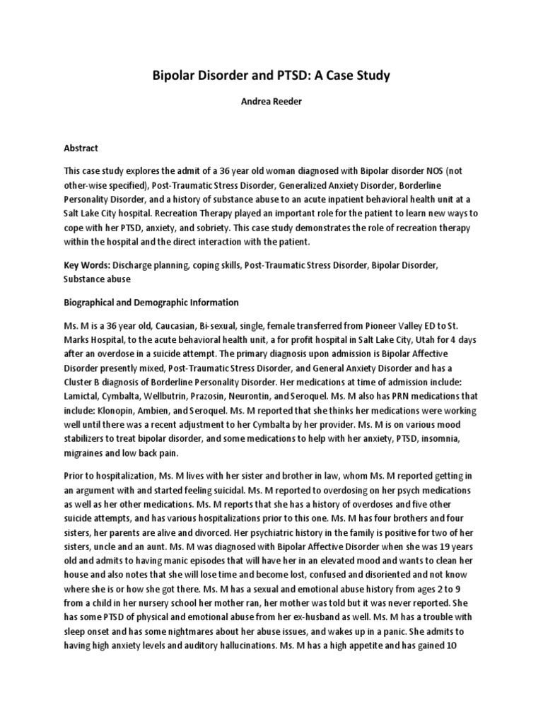 Bipolar Disorder Case Study Examples
