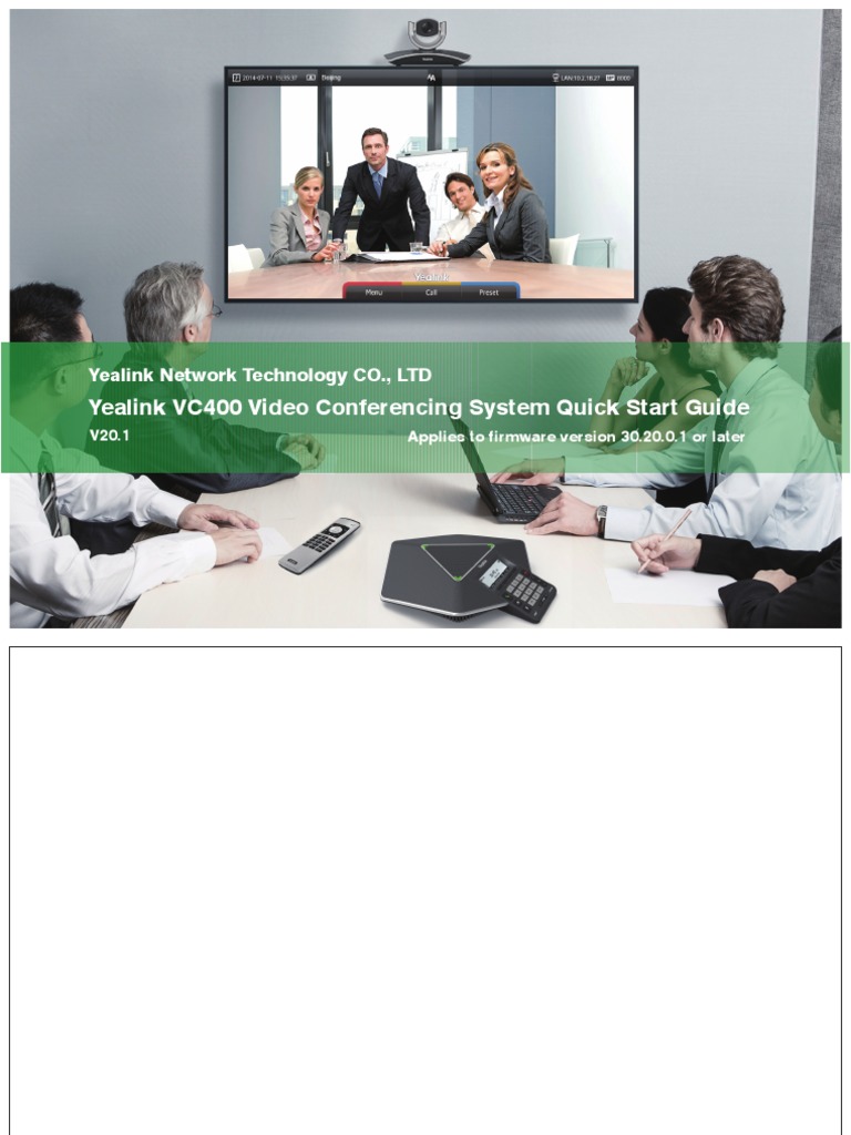 Yealink VC400 Video Conferencing System Quick Start Guide V201 ...