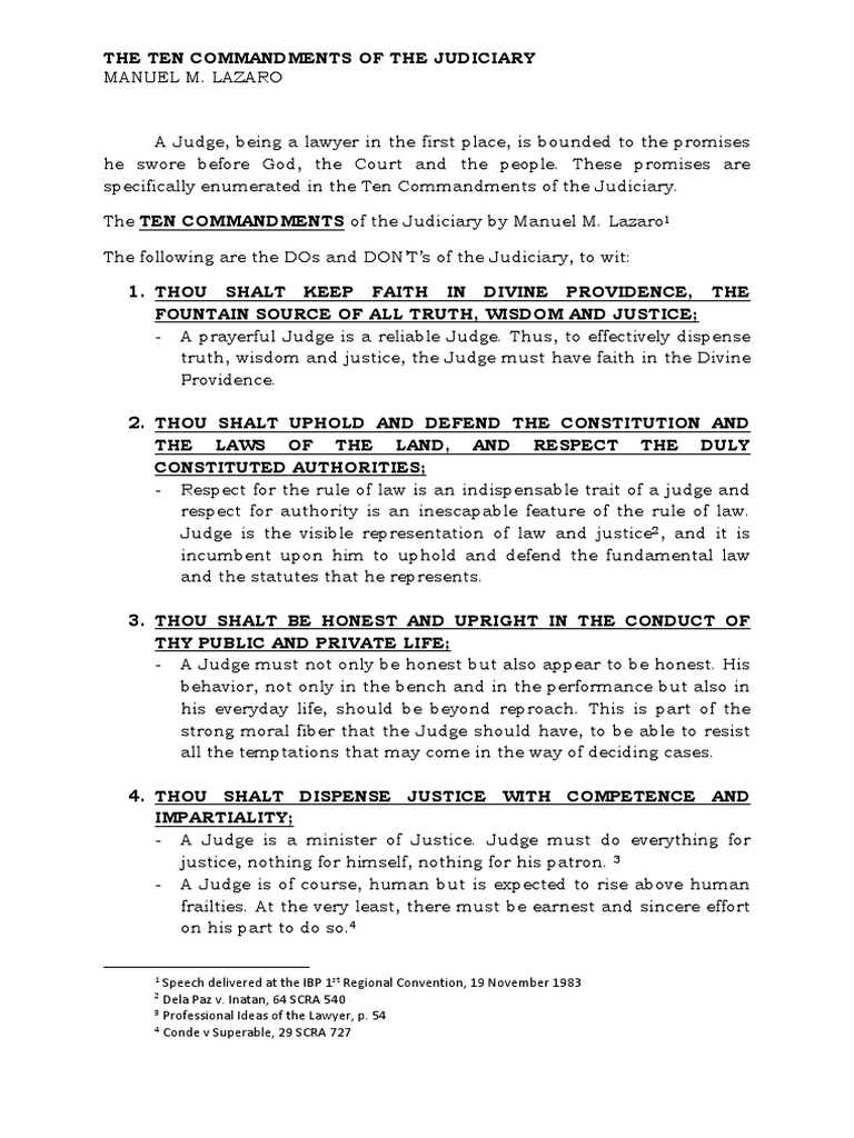 The Ten Commandments of The Judiciary | PDF | Ten Commandments ...