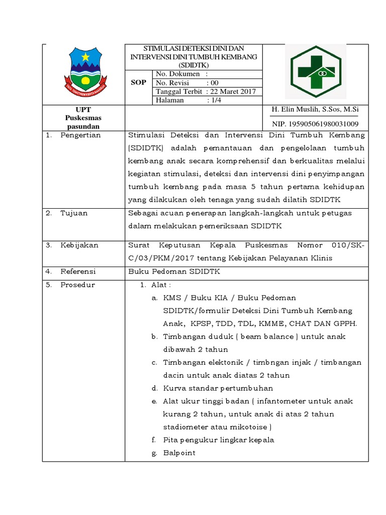SOP SDIDTK untuk Petugas Puskesmas | PDF | Kesehatan Holistik